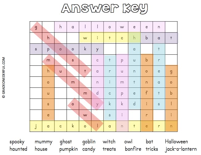 Free Halloween Word Search » Grade Onederful