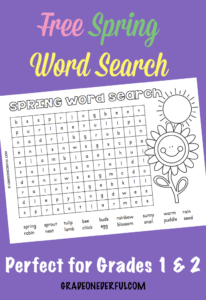 Free Spring Word Search » Grade Onederful