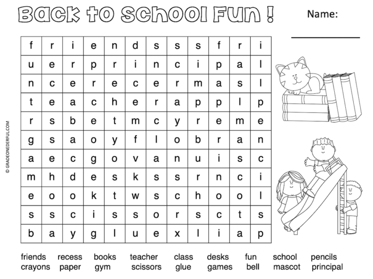 Free Back to School Word Search » Grade Onederful