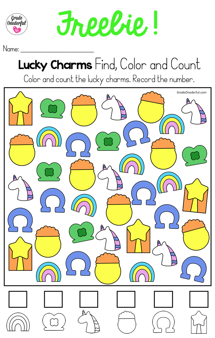 Free Lucky Charms Find, Color, Count » Grade Onederful